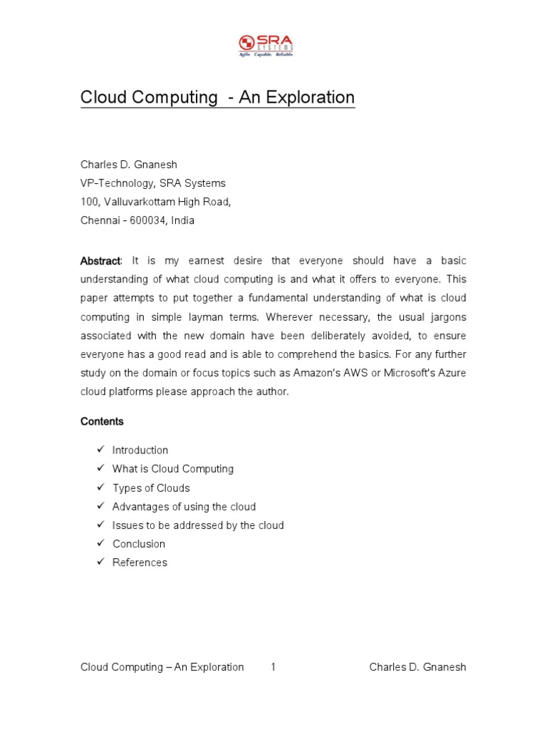 Cloud Computing - An Exploration | PDF | Virtualization | Cloud Computing