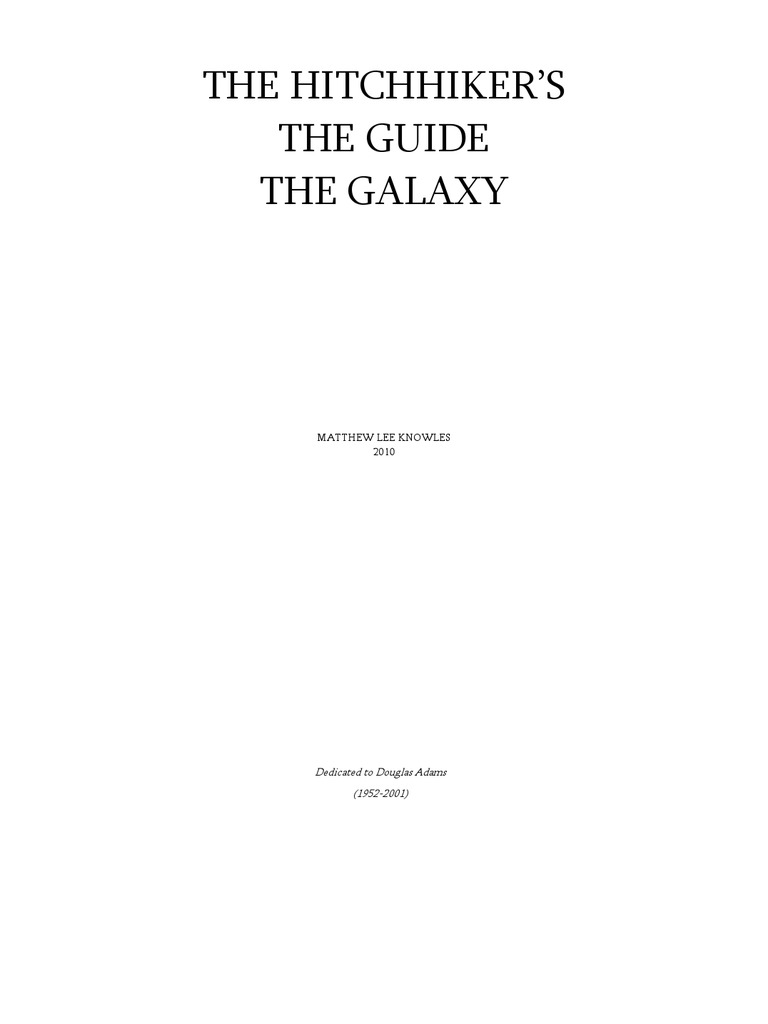 The Hitchhiker's The Guide The Galaxy | PDF | Physical Sciences | Nature