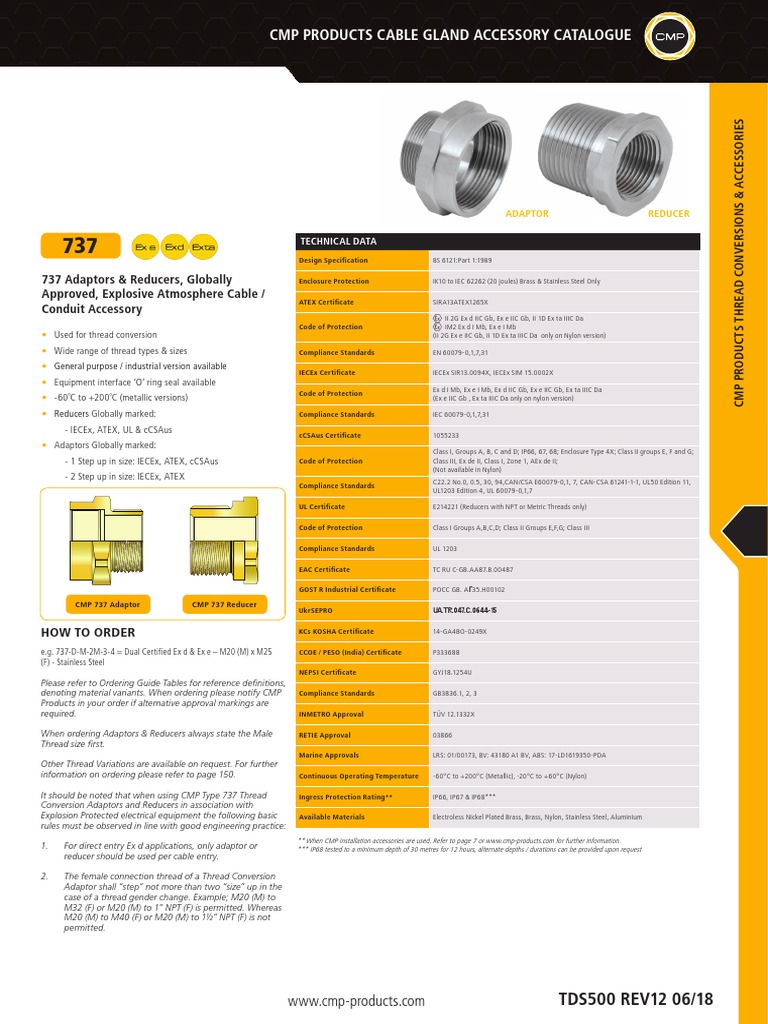 Cmp Products Cable Gland Accessory Catalogue | Engineering | Nature