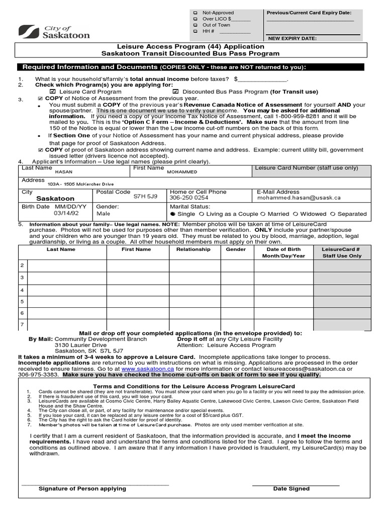 2018-2019 Leisure Access Form | PDF | Taxes | Marriage