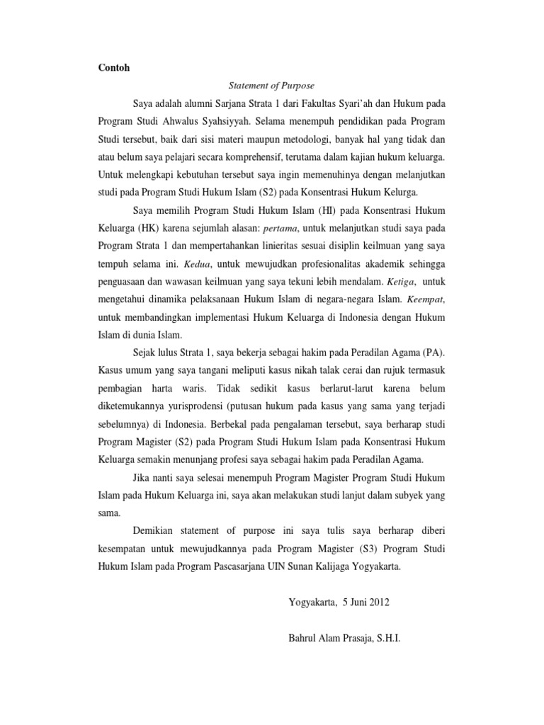 Contoh Statement of Purpose | PDF