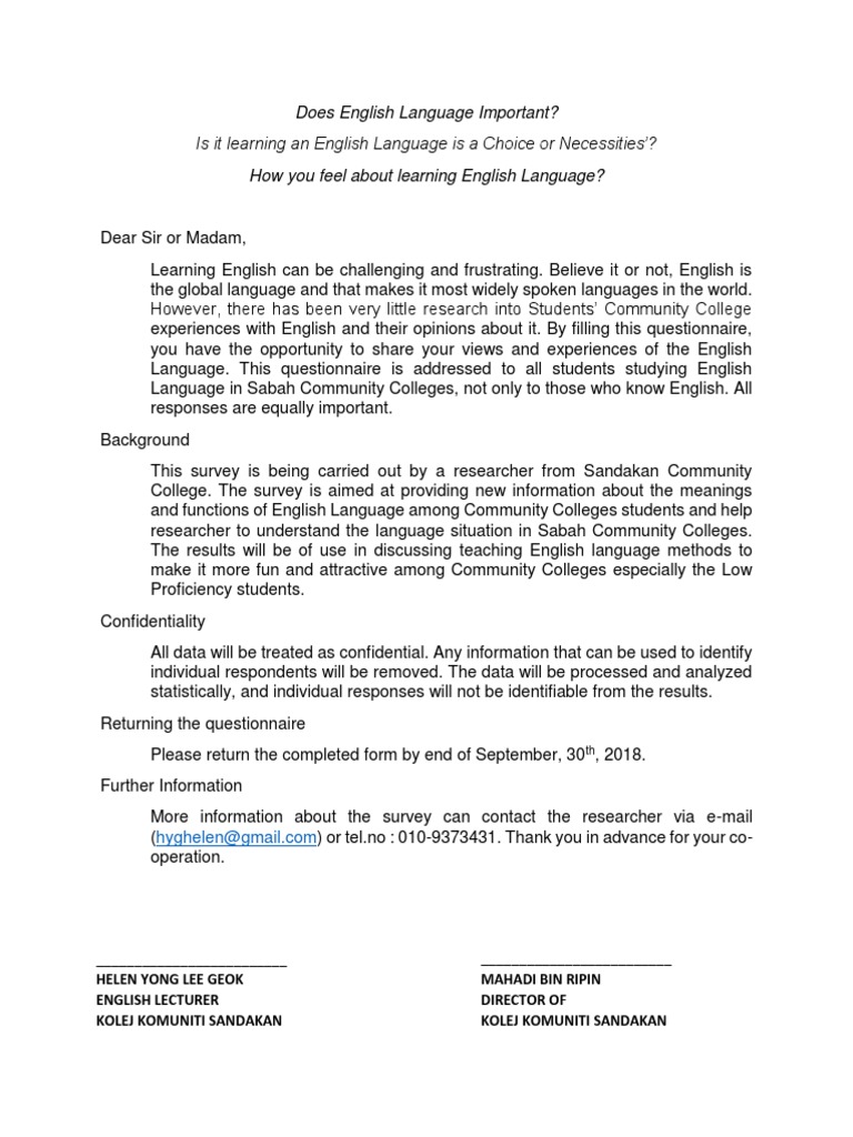 English Learning Survey: Student Views | PDF | Multilingualism ...