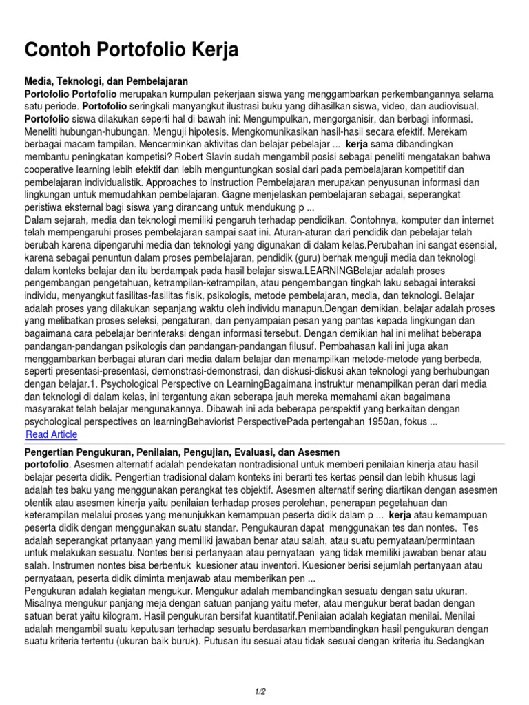 Contoh Portofolio Kerjapdf PDF | PDF | Karier & Perkembangan