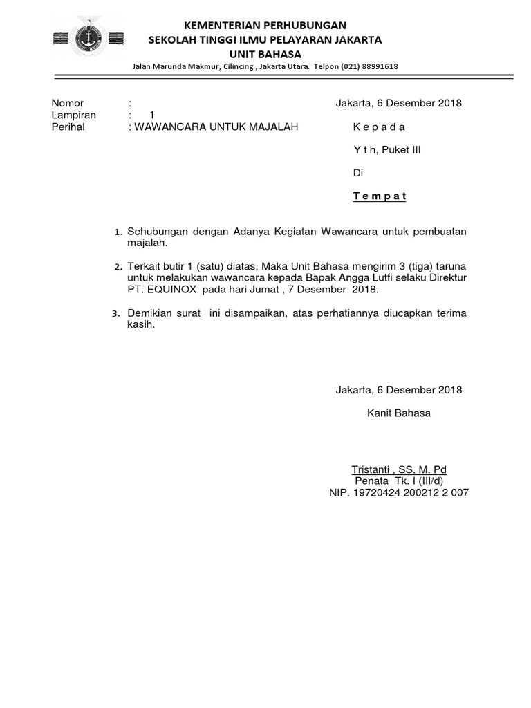 Surat Perizinan Wawancara Av Pdf