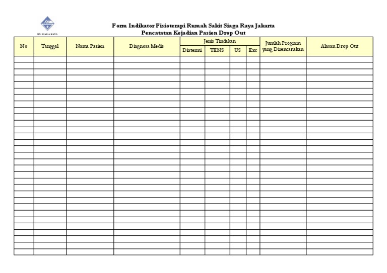 Form Indikator Fisioterapi Drop Out | PDF