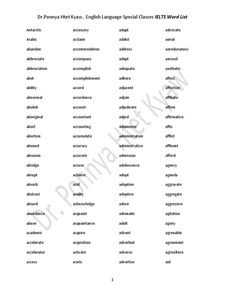 IELTS Word List | PDF | Nature