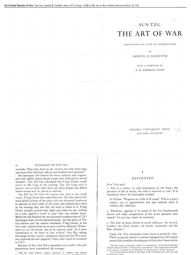 The Art of War by Sun Tzu Translated by Samuel B. Griffith PDF | PDF ...
