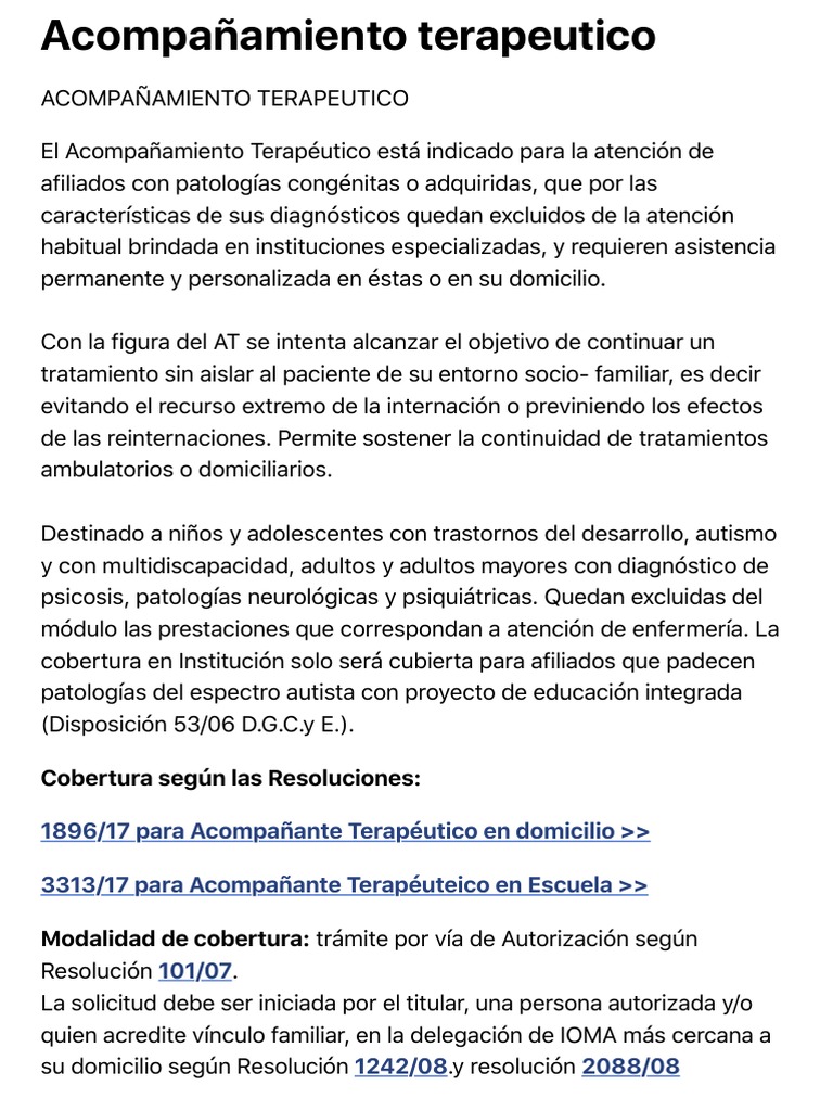 Acompañamiento Terapeutico | PDF | Espectro autista | Especialidades Medicas