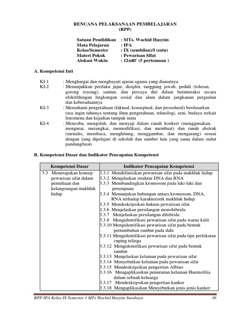 RPP Ipa Kelas 9 Bab 3 | PDF
