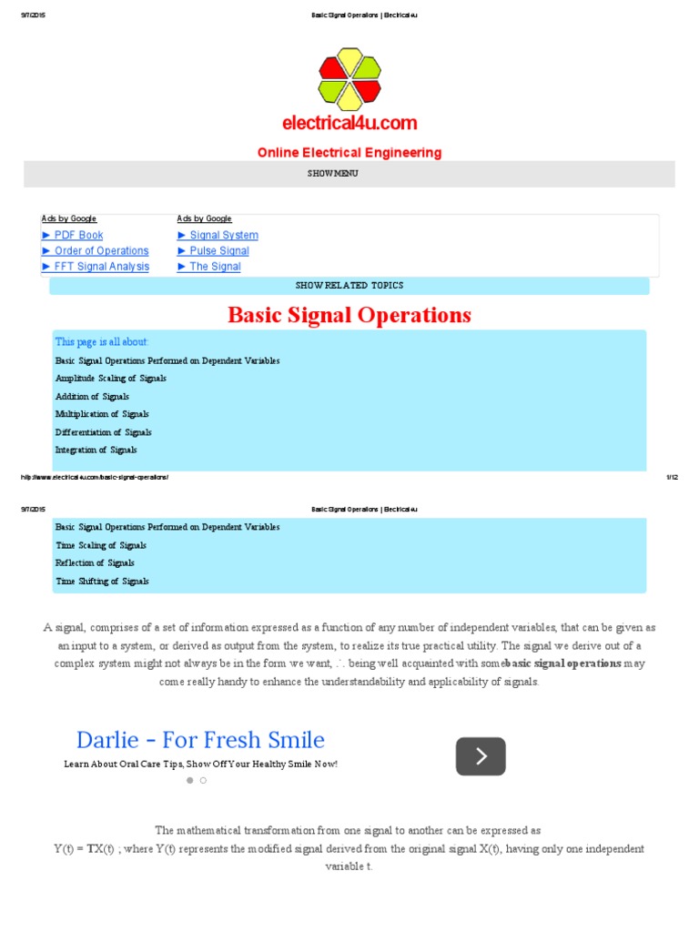 Basic Signal Operations | Download Free PDF | Discrete Time And ...