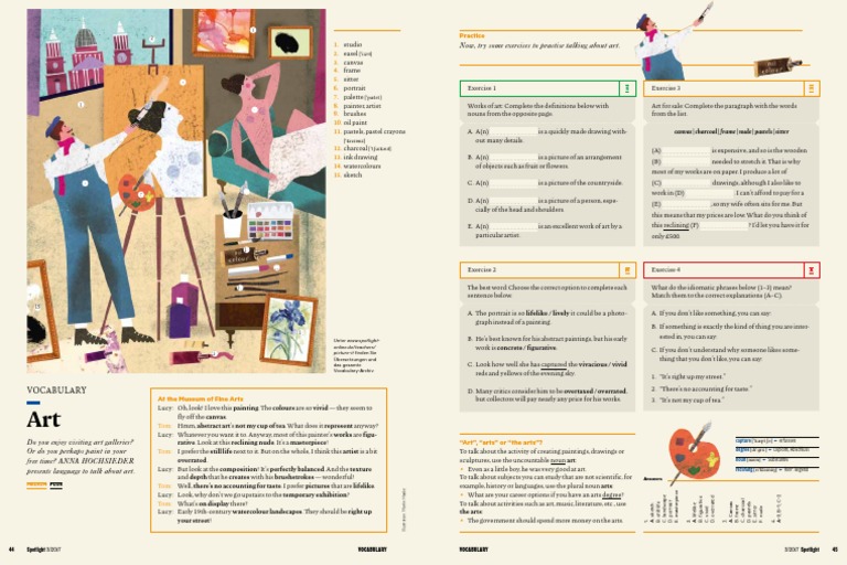 Art - ESL Vocabulary Worksheet | PDF | Drawing | Pastel