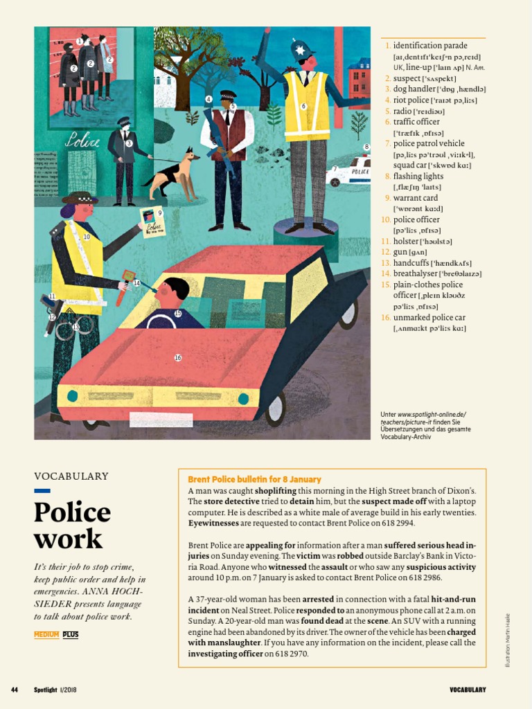 Police Work - English Vocabulary | PDF | Plural | Police