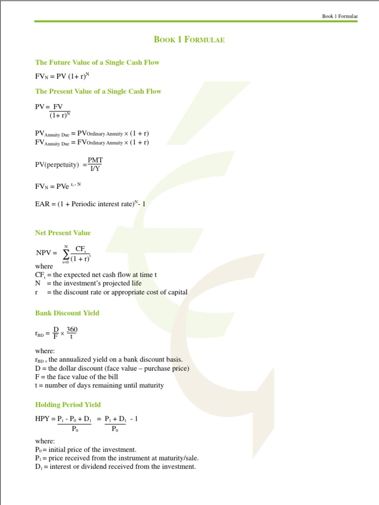 FV PV (1+ R) : The Future Value of A Single Cash Flow | PDF ...