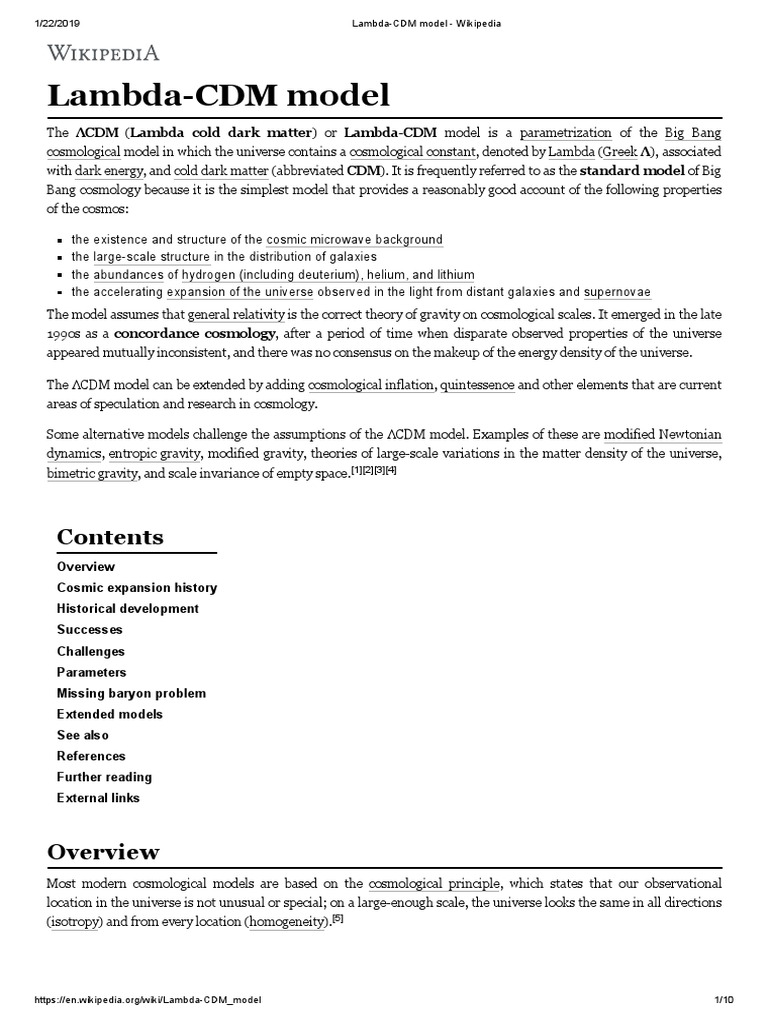 Lambda-CDM Model - Wikipedia | PDF | Physical Cosmology | Dark Matter