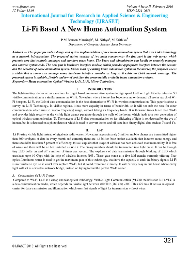Lifi Based Home Automation | Download Free PDF | Wi Fi | Light Emitting ...