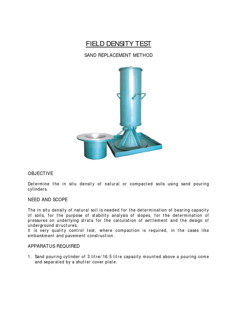 Field Density Test | PDF | Density | Soil