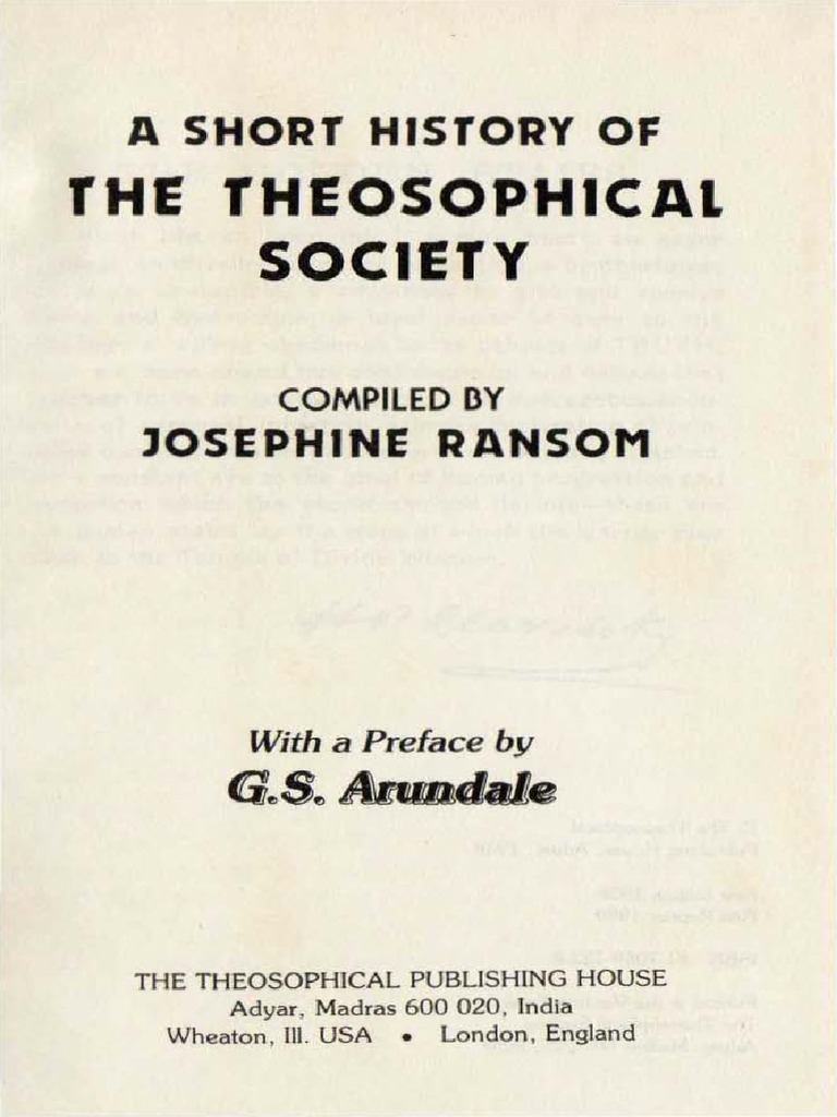 Cap 00 History - SH of TS Josephine Hansom | PDF | Helena Blavatsky | New Age Practices