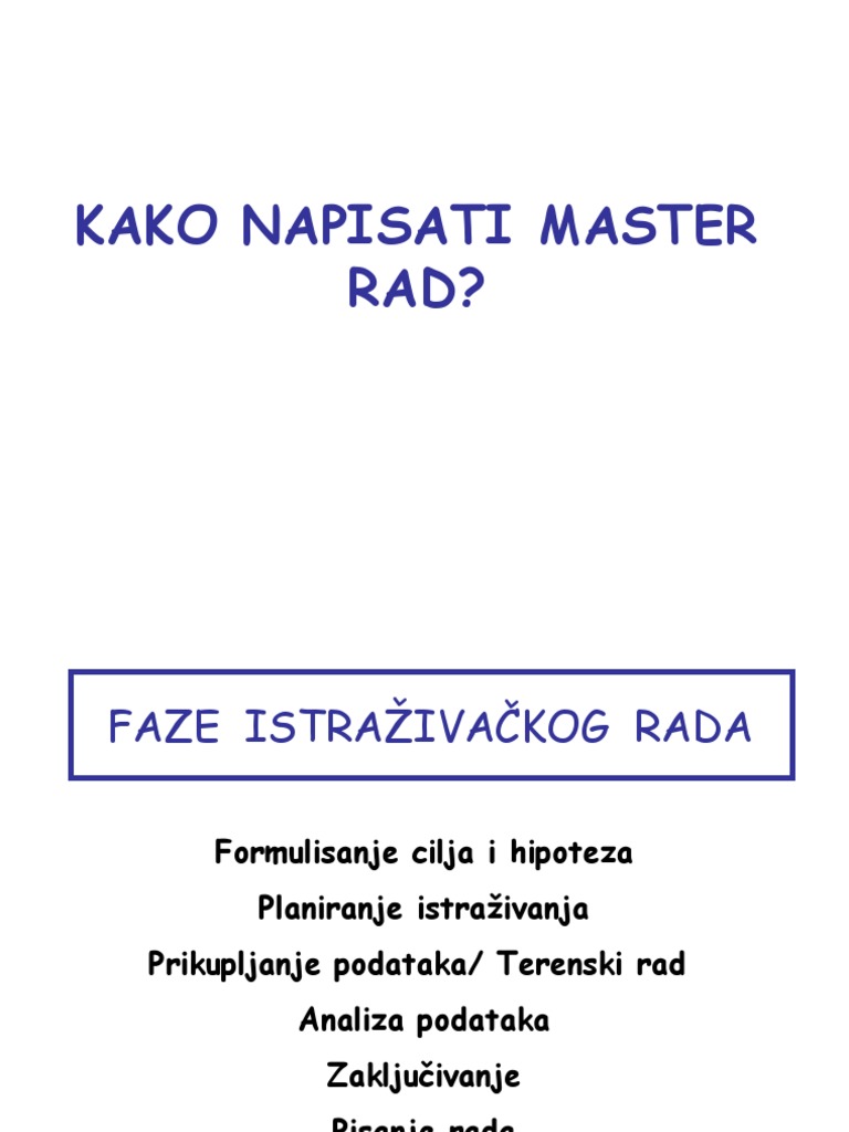 Kako Napisati Master Rad | PDF