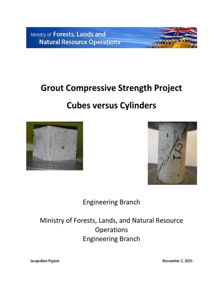 Grout Cubes Versus Cylinders Tests | PDF | Precast Concrete | Concrete