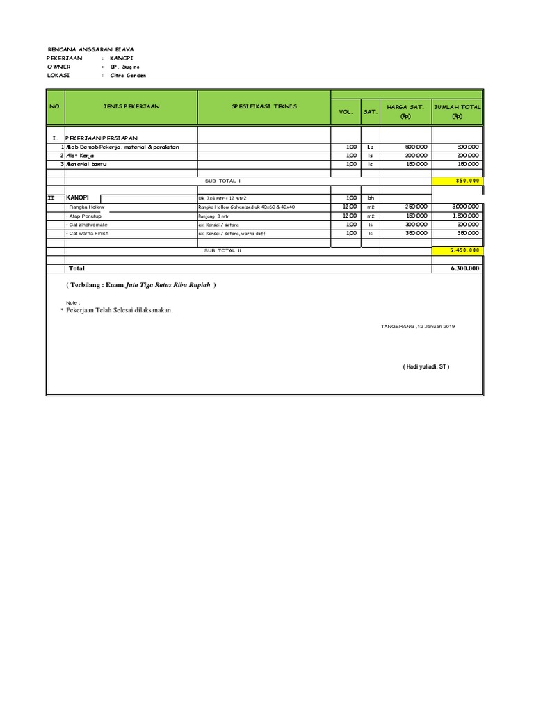 Total 6.300.000 (Terbilang: Enam Juta Tiga Ratus Ribu Rupiah) | PDF