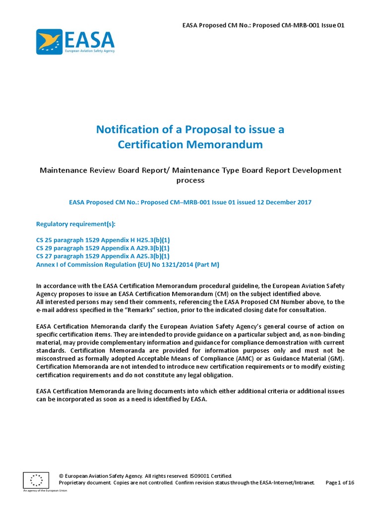 Regulación EASA para MRB | PDF | Iso 9000 | Federal Aviation Administration