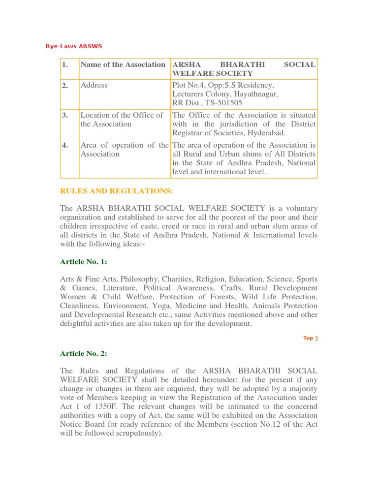 Bye Laws Society | PDF | Indemnity | Elections