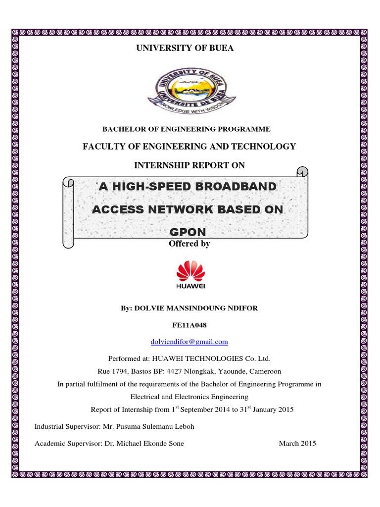 NDIFOR - Internship Report Draft | PDF | Fiber To The X | Broadband