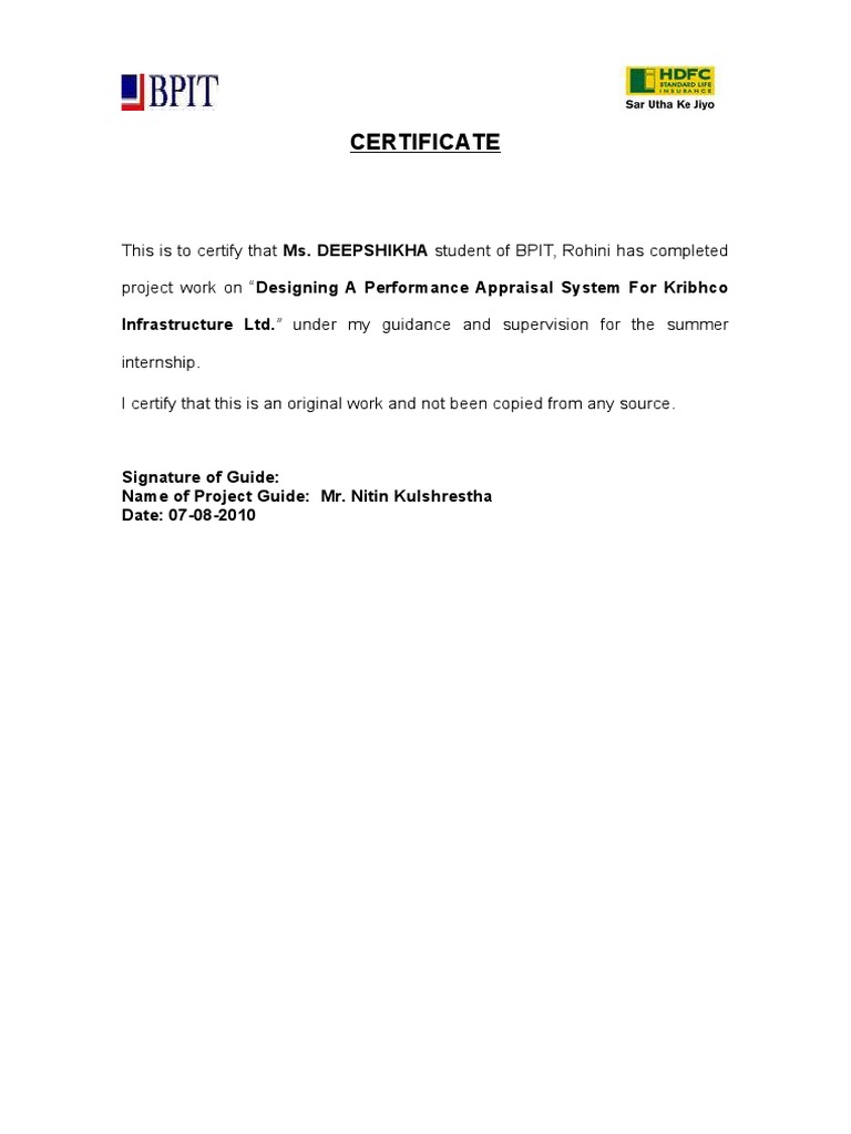 Certificate | PDF | Human Resource Management | Employment