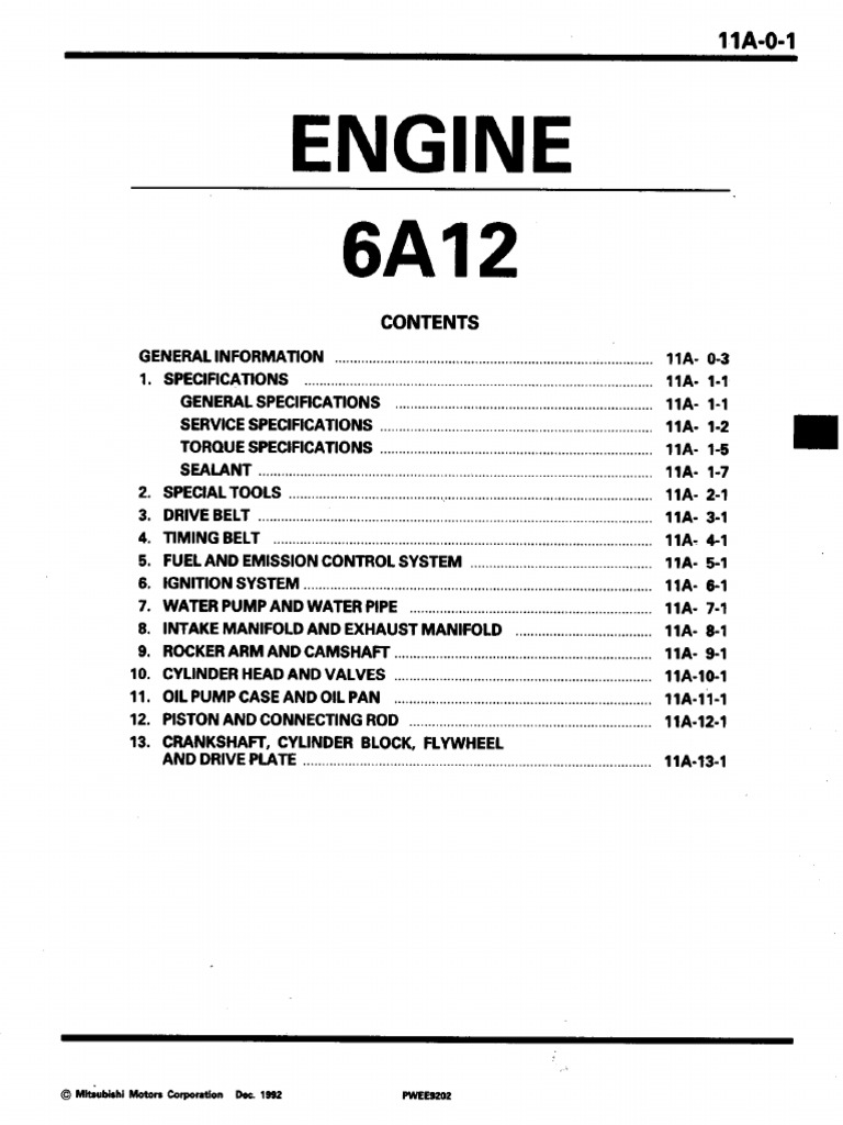 6A12 Engine Manual | PDF | Piston | Thermostat