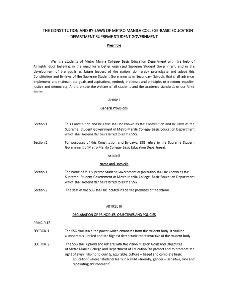 SSG Bylaws and Constitution | PDF | Constitutional Amendment | Committee