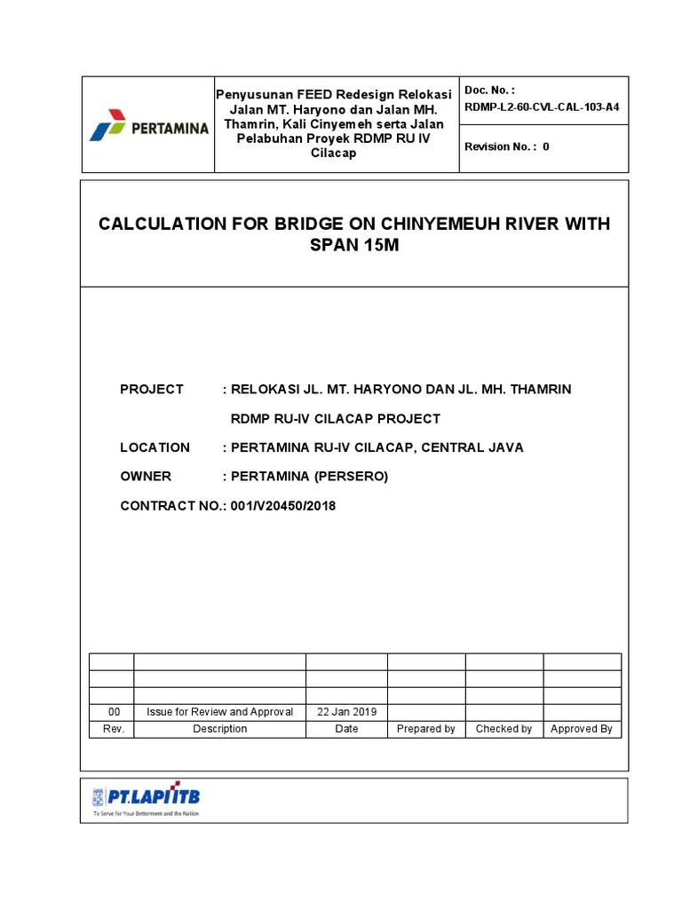 Calculation For Bridge On Chinyemeuh River With Span 15M: Doc. No ...