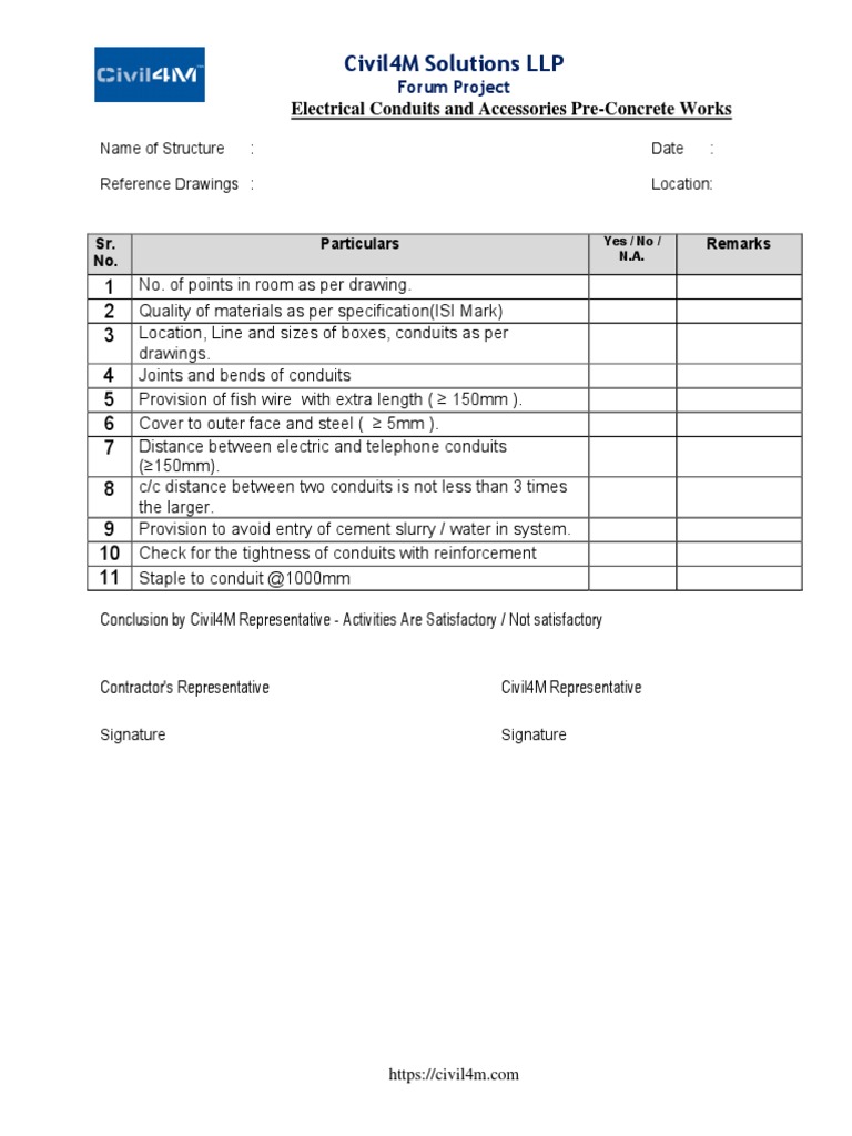 6.5 Electrical Conduits and Accessories Pre Concrete Works | PDF