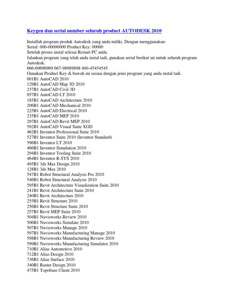 Keygen Dan Serial Number Seluruh Product | PDF