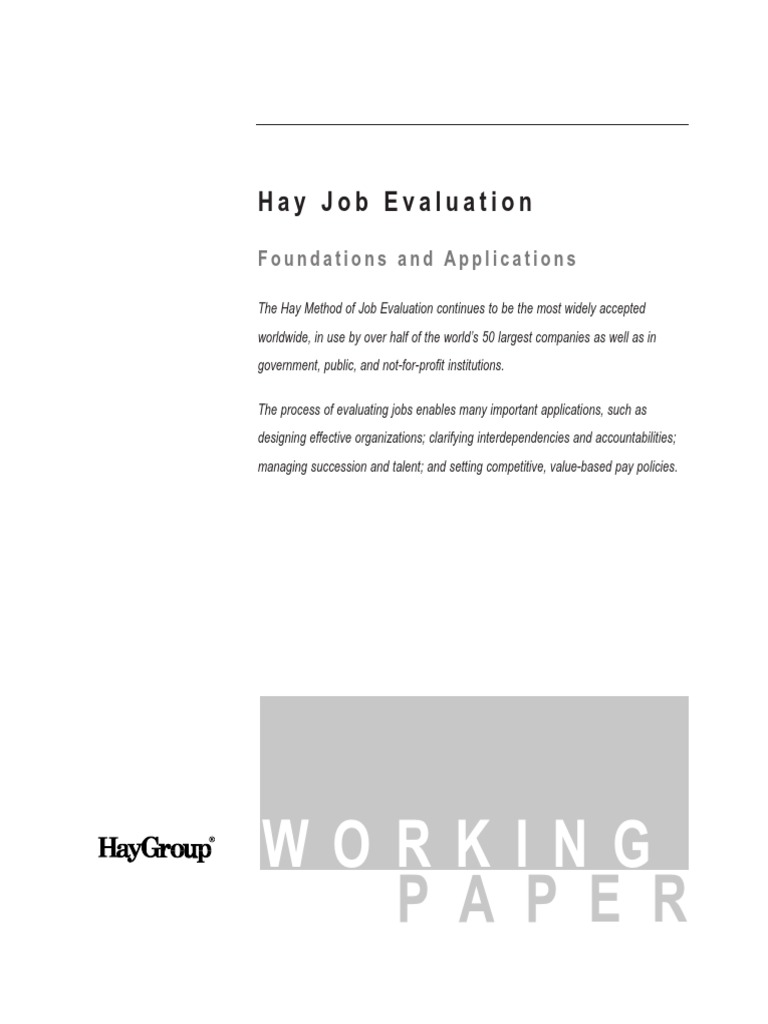 Hay Guide Chart Method Job Evaluation PDF Hay Job Evaluation 1 908 ...