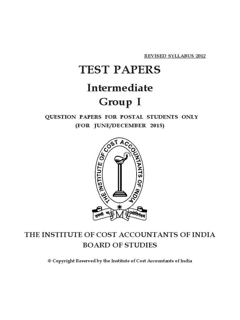 Intermediate Group I Test Papers PDF | PDF | Debits And Credits | Expense