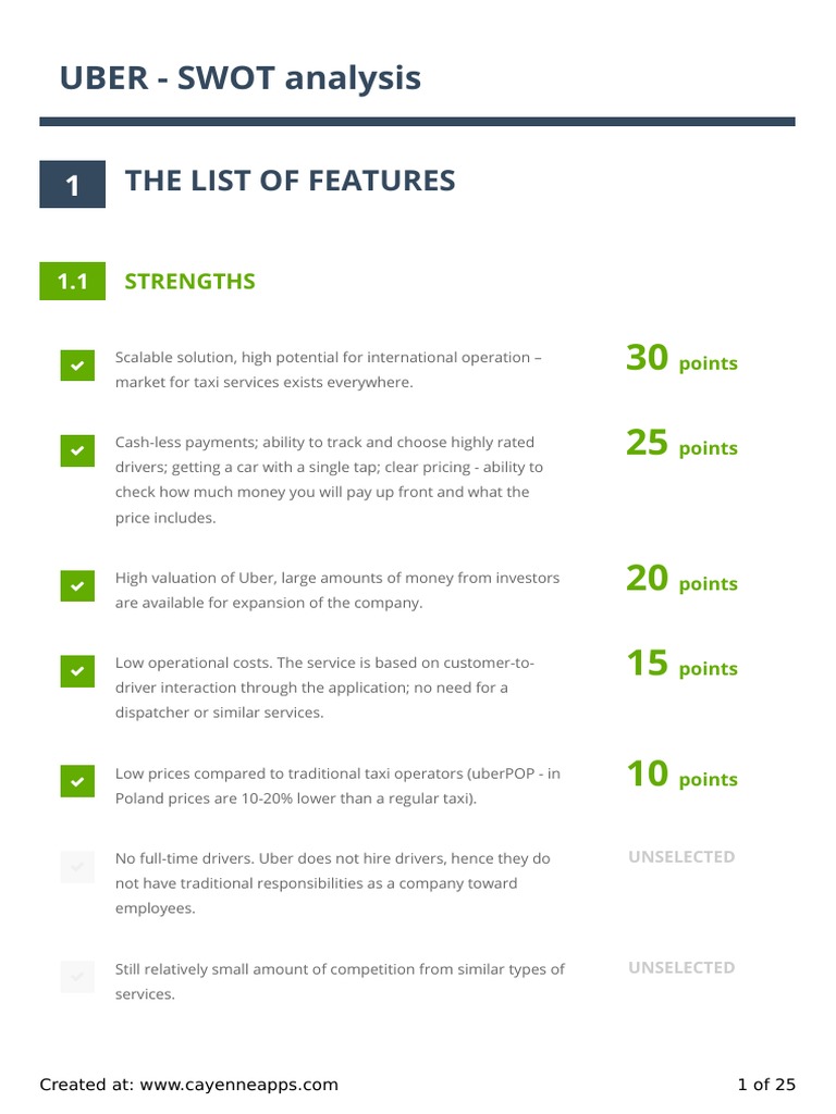 UBER SWOT Analysis | PDF | Taxicab | Valuation (Finance)