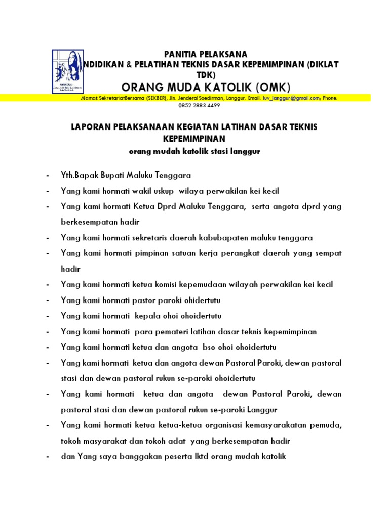Laporan Ketua Panitia LDK | PDF | Karier & Perkembangan
