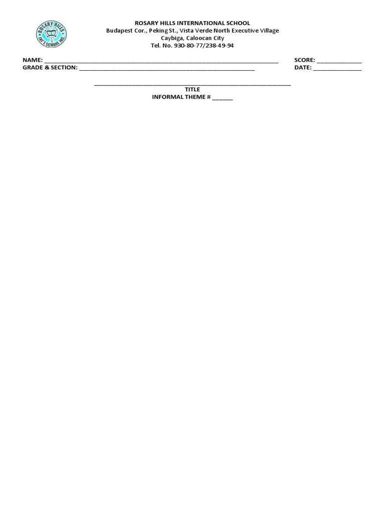 Informal Theme | PDF