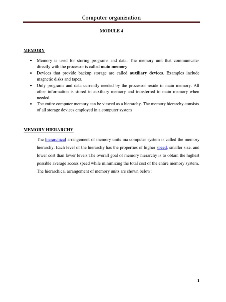 Computer Organization: Hierarchical Speed | PDF | Cpu Cache | Computer Data Storage