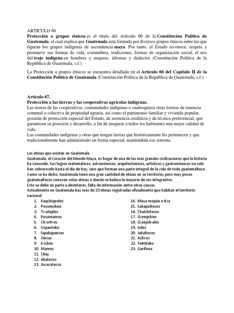 Articulo 66 Pdf Guatemala Civilización Maya