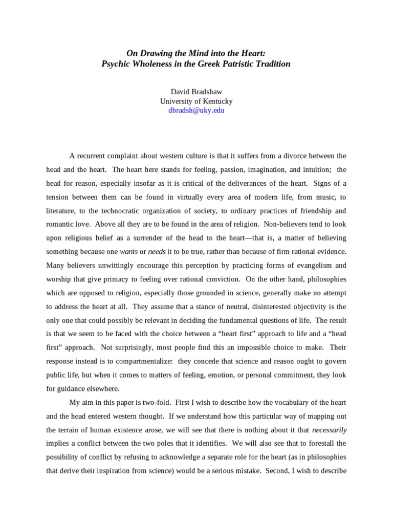 Drawing The Mind Into The Heart | PDF | Nous | Reason