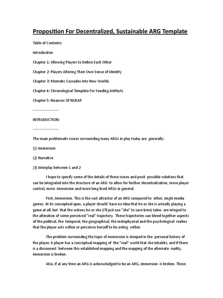 Proposition For Decentralized, Sustainable ARG Template | PDF | Meme ...