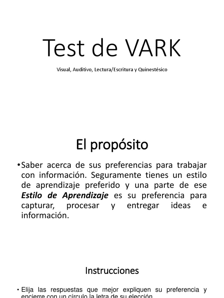 Test de VARK | PDF | Libros | Sicología