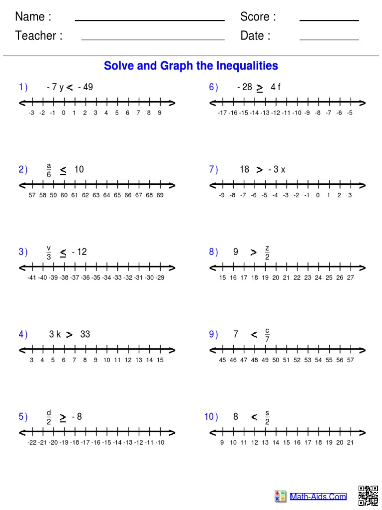 Pre-Algebra Inequality Multi Divide 2 | PDF | Teaching Mathematics