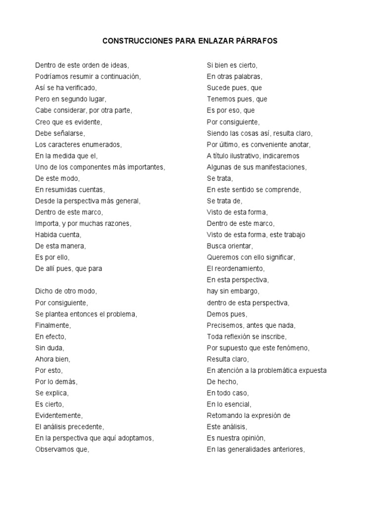 CONECTORES ENLAZAR PARRAFOS | Perspectiva (Gráfica) | Certeza