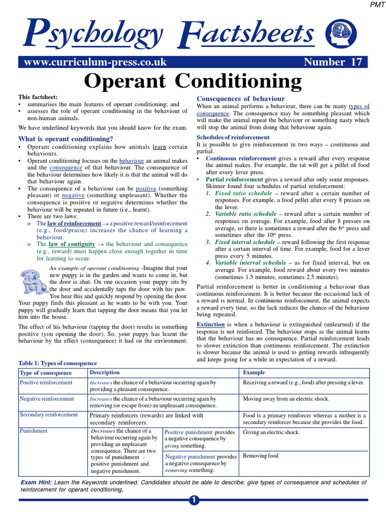 Operant Conditioning | PDF | Reinforcement | Reward System