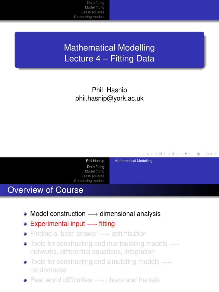 Mathematical Modelling Lecture 4 - Fitting Data: Phil Hasnip Phil - Hasnip@york - Ac.uk | PDF ...