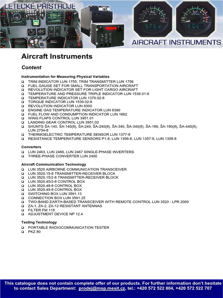 Instrumentation for Measuring Aircraft Performance | PDF | Power Supply ...