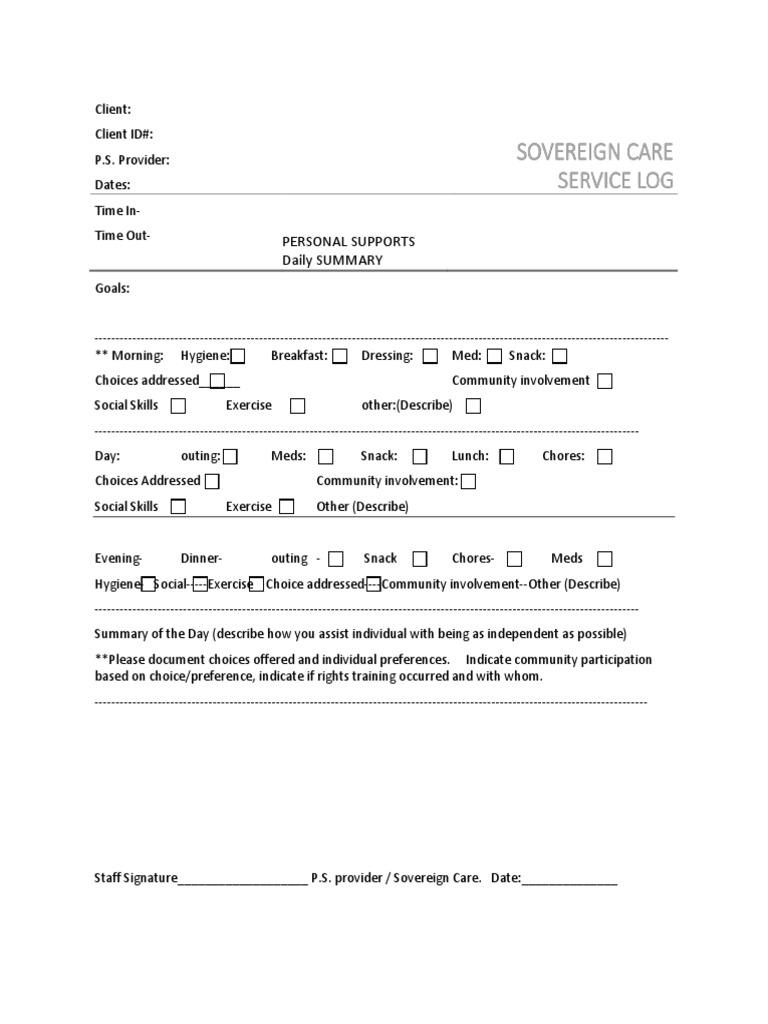 Daily Support Summary Template | PDF