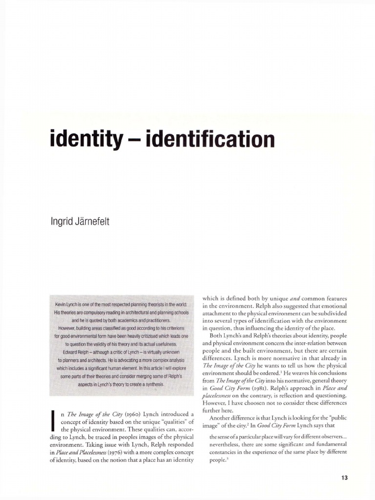 Identity Identification PDF | PDF | Identity (Social Science) | Perception